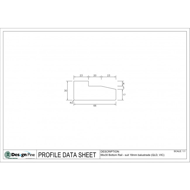 66 X 30 FJ H3 PRIMED PINE WEATHER RAIL - Handrail - Building Products